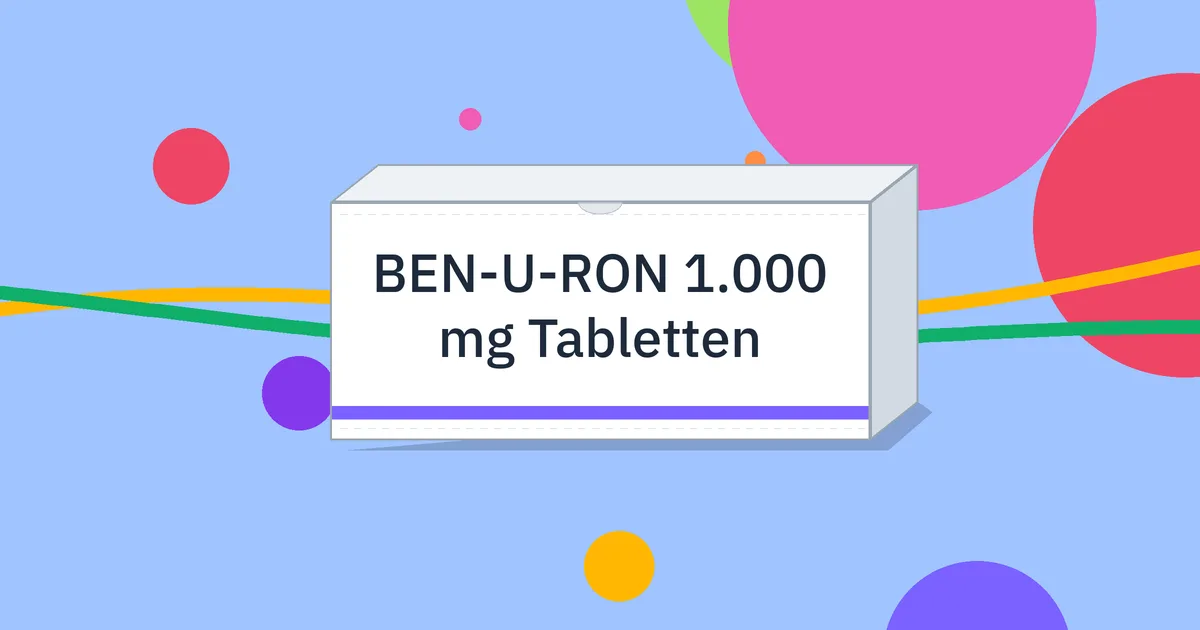 Symbolbild: Packung mit der Aufschrift BEN-U-RON 1.000 mg Tabletten (PZN 16239097) – Verfügbarkeit und Bezug in Apotheken in Frankfurt am Main