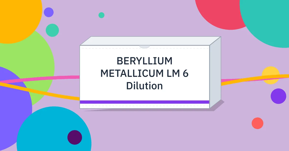 Symbolbild: Packung mit der Aufschrift BERYLLIUM METALLICUM LM 6 Dilution (PZN 12793253) – Verfügbarkeit und Bezug in Apotheken in Frankfurt am Main