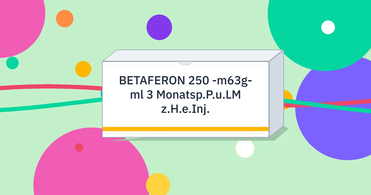 Symbolbild: Packung mit der Aufschrift BETAFERON 250 -m63g-ml 3 Monatsp.P.u.LM z.H.e.Inj. (PZN 17877339) – Verfügbarkeit und Bezug in Apotheken in Frankfurt am Main