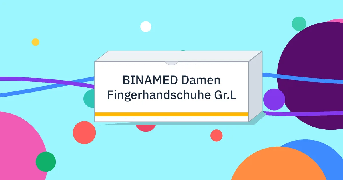 Symbolbild: Packung mit der Aufschrift BINAMED Damen Fingerhandschuhe Gr.L (PZN 03633071) – Verfügbarkeit und Bezug in Apotheken in Frankfurt am Main