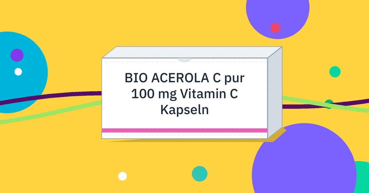 Symbolbild: Packung mit der Aufschrift BIO ACEROLA C pur 100 mg Vitamin C Kapseln (PZN 11150501) – Verfügbarkeit und Bezug in Apotheken in Frankfurt am Main