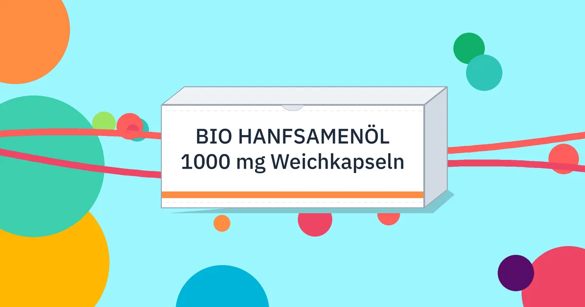 Symbolbild: Packung mit der Aufschrift BIO HANFSAMENÖL 1000 mg Weichkapseln (PZN 20610404) – Verfügbarkeit und Bezug in Apotheken in Frankfurt am Main