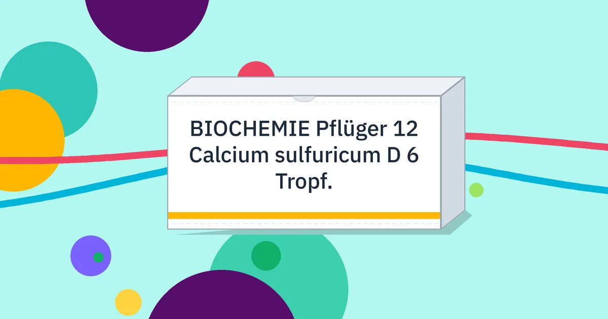 Symbolbild: Packung mit der Aufschrift BIOCHEMIE Pflüger 12 Calcium sulfuricum D 6 Tropf. (PZN 06324784) – Verfügbarkeit und Bezug in Apotheken in Frankfurt am Main