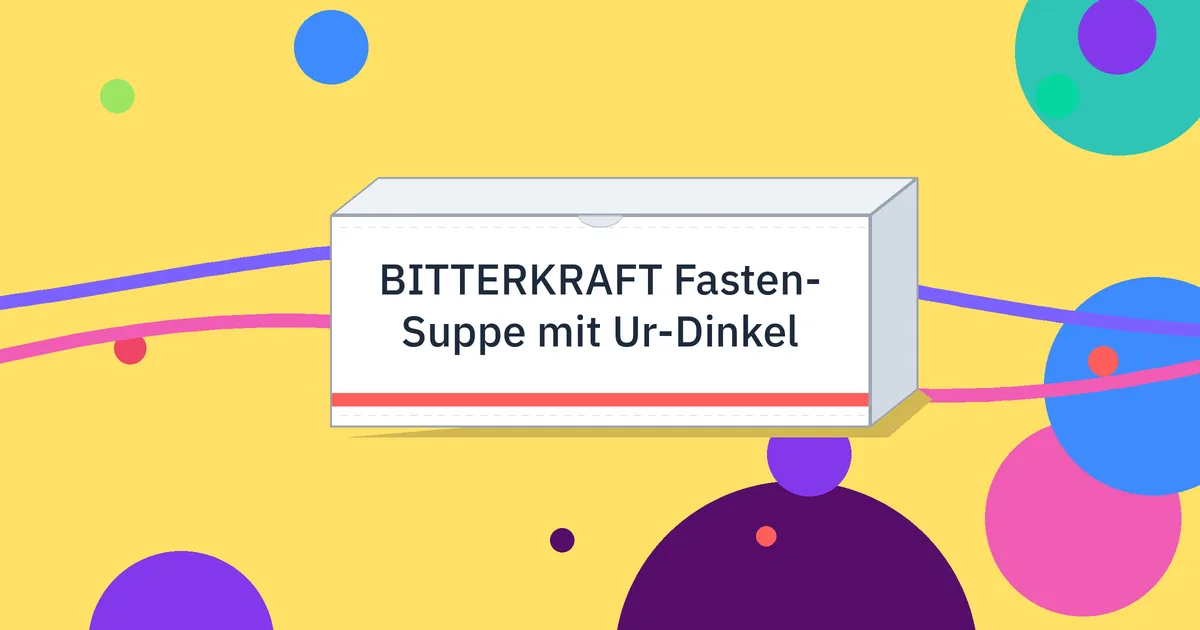 Symbolbild: Packung mit der Aufschrift BITTERKRAFT Fasten-Suppe mit Ur-Dinkel (PZN 19361516) – Verfügbarkeit und Bezug in Apotheken in Frankfurt am Main