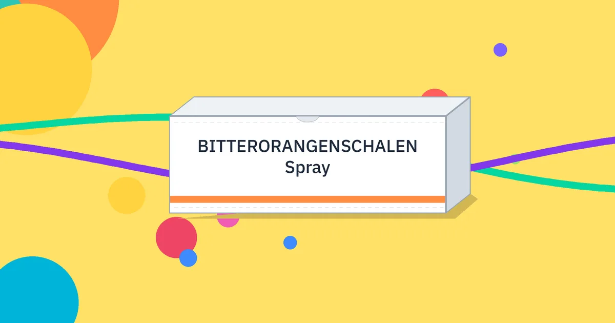 Symbolbild: Packung mit der Aufschrift BITTERORANGENSCHALEN Spray (PZN 11712235) – Verfügbarkeit und Bezug in Apotheken in Frankfurt am Main