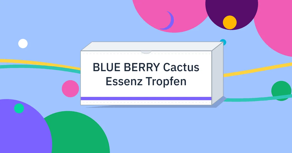 Symbolbild: Packung mit der Aufschrift BLUE BERRY Cactus Essenz Tropfen (PZN 19159134) – Verfügbarkeit und Bezug in Apotheken in Frankfurt am Main