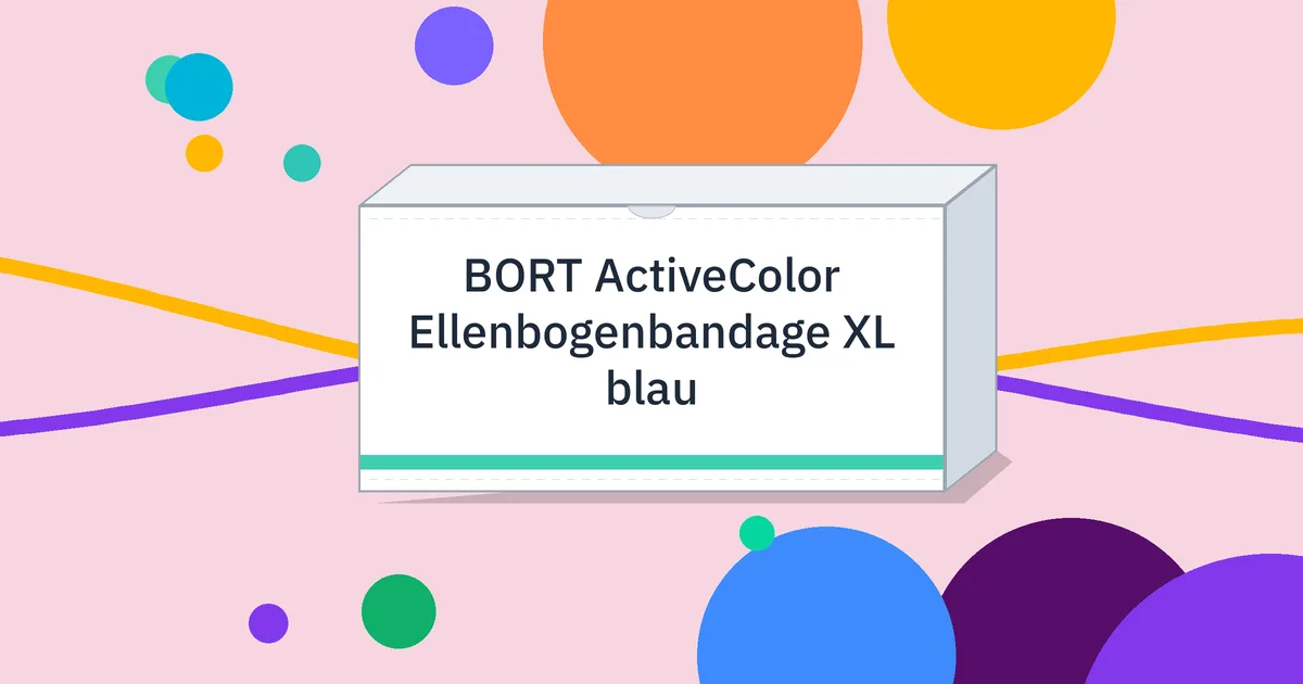 Symbolbild: Packung mit der Aufschrift BORT ActiveColor Ellenbogenbandage XL blau (PZN 15256047) – Verfügbarkeit und Bezug in Apotheken in Frankfurt am Main