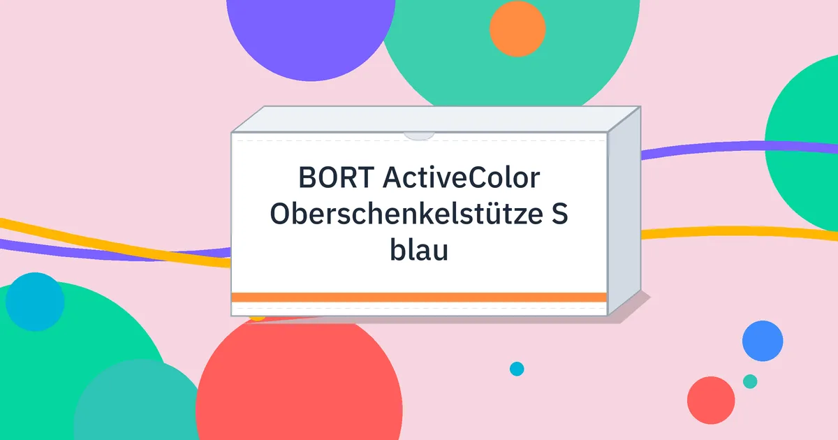 Symbolbild: Packung mit der Aufschrift BORT ActiveColor Oberschenkelstütze S blau (PZN 03169656) – Verfügbarkeit und Bezug in Apotheken in Frankfurt am Main