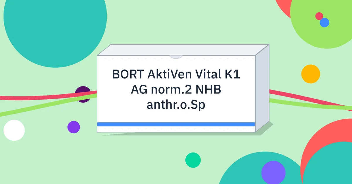 Symbolbild: Packung mit der Aufschrift BORT AktiVen Vital K1 AG norm.2 NHB anthr.o.Sp (PZN 13733431) – Verfügbarkeit und Bezug in Apotheken in Frankfurt am Main