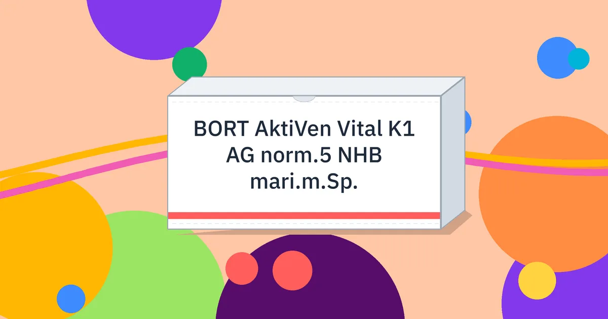 Symbolbild: Packung mit der Aufschrift BORT AktiVen Vital K1 AG norm.5 NHB mari.m.Sp. (PZN 13732443) – Verfügbarkeit und Bezug in Apotheken in Frankfurt am Main