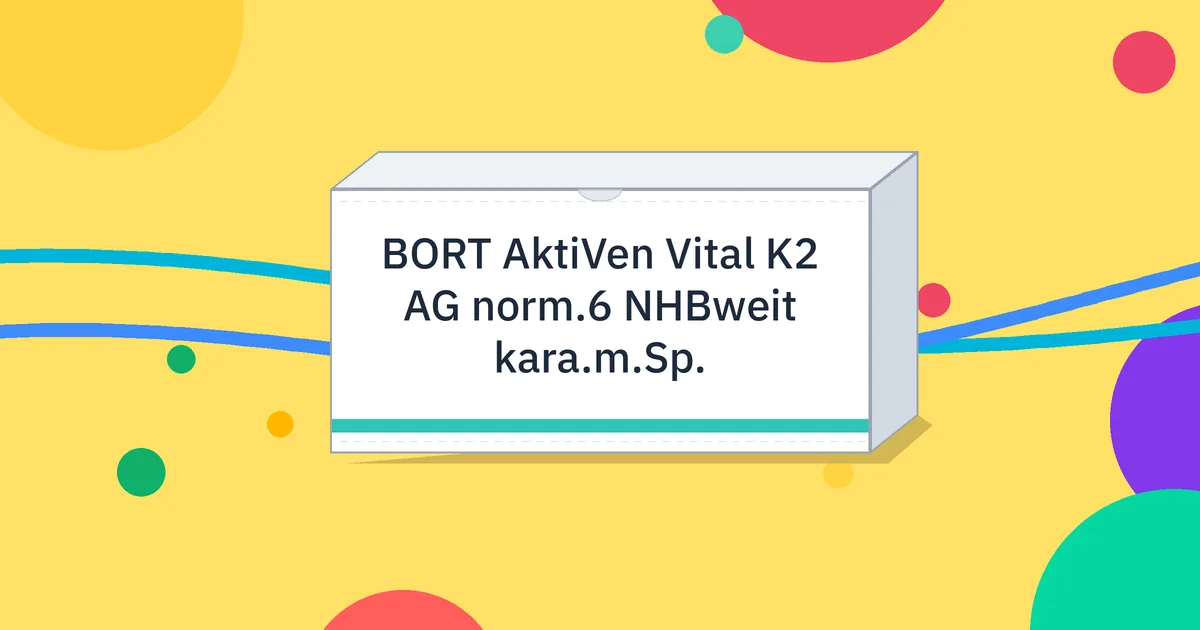 Symbolbild: Packung mit der Aufschrift BORT AktiVen Vital K2 AG norm.6 NHBweit kara.m.Sp. (PZN 12384514) – Verfügbarkeit und Bezug in Apotheken in Frankfurt am Main