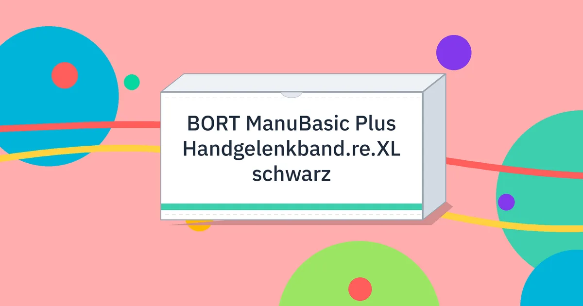 Symbolbild: Packung mit der Aufschrift BORT ManuBasic Plus Handgelenkband.re.XL schwarz (PZN 12573445) – Verfügbarkeit und Bezug in Apotheken in Frankfurt am Main