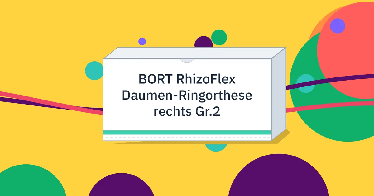 Symbolbild: Packung mit der Aufschrift BORT RhizoFlex Daumen-Ringorthese rechts Gr.2 (PZN 13424196) – Verfügbarkeit und Bezug in Apotheken in Frankfurt am Main