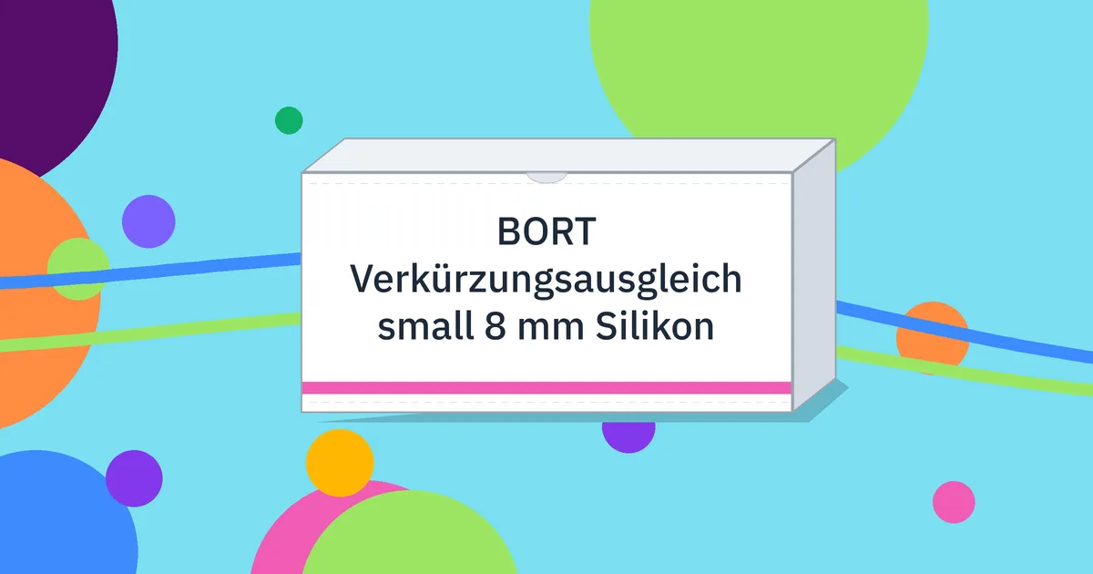 Symbolbild: Packung mit der Aufschrift BORT Verkürzungsausgleich small 8 mm Silikon (PZN 01933225) – Verfügbarkeit und Bezug in Apotheken in Frankfurt am Main