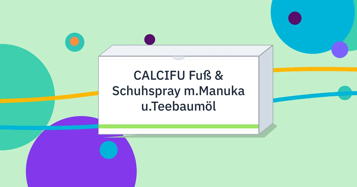 Symbolbild: Packung mit der Aufschrift CALCIFU Fuß & Schuhspray m.Manuka u.Teebaumöl (PZN 19183345) – Verfügbarkeit und Bezug in Apotheken in Frankfurt am Main