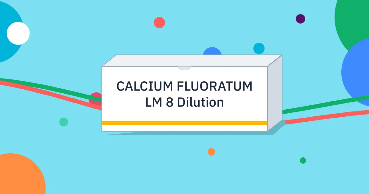 Symbolbild: Packung mit der Aufschrift CALCIUM FLUORATUM LM 8 Dilution (PZN 12804301) – Verfügbarkeit und Bezug in Apotheken in Frankfurt am Main