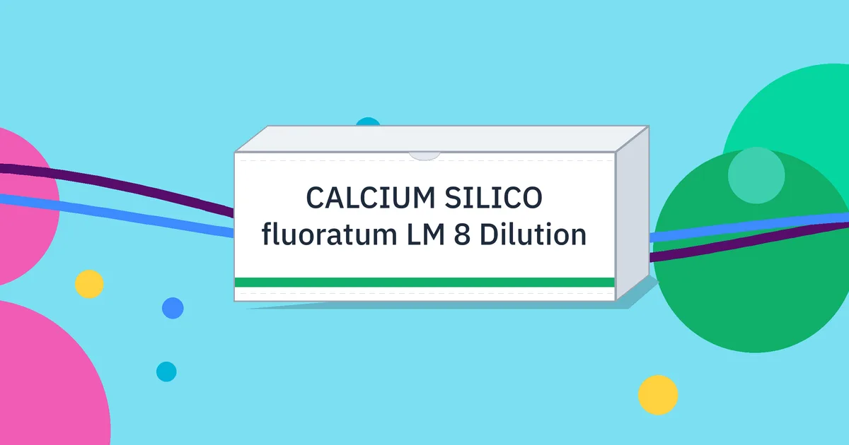 Symbolbild: Packung mit der Aufschrift CALCIUM SILICO fluoratum LM 8 Dilution (PZN 12806056) – Verfügbarkeit und Bezug in Apotheken in Frankfurt am Main