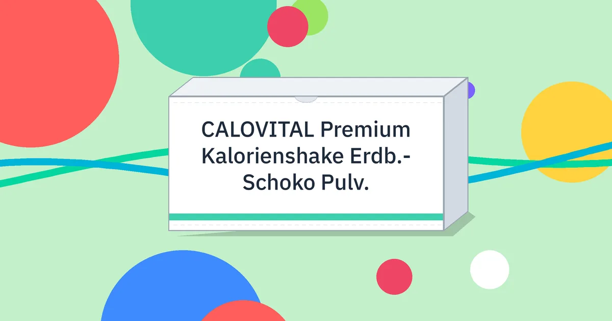 Symbolbild: Packung mit der Aufschrift CALOVITAL Premium Kalorienshake Erdb.-Schoko Pulv. (PZN 19646012) – Verfügbarkeit und Bezug in Apotheken in Frankfurt am Main