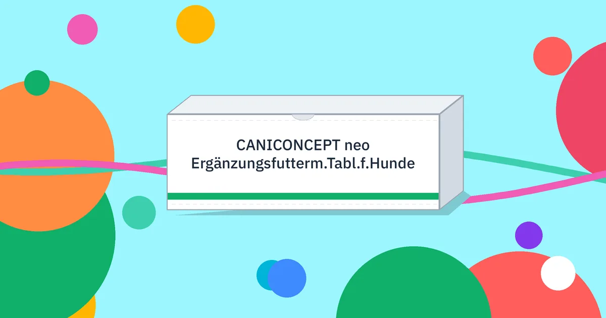 Symbolbild: Packung mit der Aufschrift CANICONCEPT neo Ergänzungsfutterm.Tabl.f.Hunde (PZN 16627988) – Verfügbarkeit und Bezug in Apotheken in Frankfurt am Main