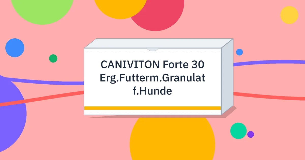 Symbolbild: Packung mit der Aufschrift CANIVITON Forte 30 Erg.Futterm.Granulat f.Hunde (PZN 16361237) – Verfügbarkeit und Bezug in Apotheken in Frankfurt am Main