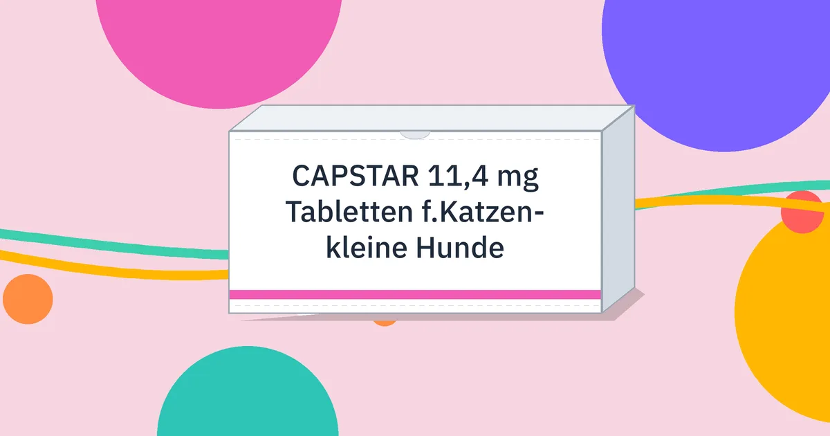 Symbolbild: Packung mit der Aufschrift CAPSTAR 11,4 mg Tabletten f.Katzen-kleine Hunde (PZN 01276359) – Verfügbarkeit und Bezug in Apotheken in Frankfurt am Main