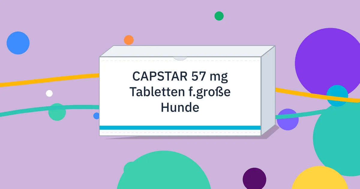 Symbolbild: Packung mit der Aufschrift CAPSTAR 57 mg Tabletten f.große Hunde (PZN 01280763) – Verfügbarkeit und Bezug in Apotheken in Frankfurt am Main