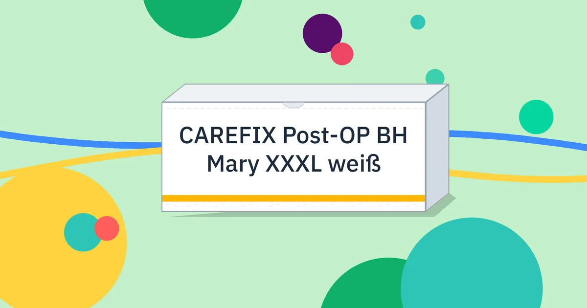 Symbolbild: Packung mit der Aufschrift CAREFIX Post-OP BH Mary XXXL weiß (PZN 11580791) – Verfügbarkeit und Bezug in Apotheken in Frankfurt am Main