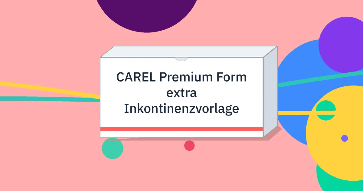 Symbolbild: Packung mit der Aufschrift CAREL Premium Form extra Inkontinenzvorlage (PZN 20324578) – Verfügbarkeit und Bezug in Apotheken in Frankfurt am Main