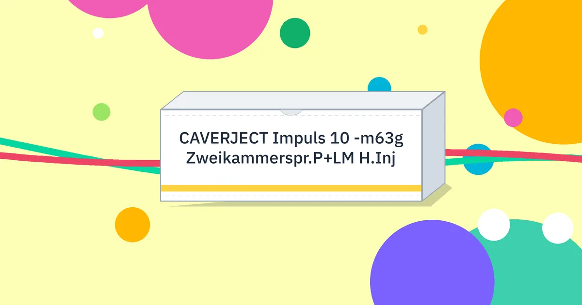 Symbolbild: Packung mit der Aufschrift CAVERJECT Impuls 10 -m63g Zweikammerspr.P+LM H.Inj (PZN 12586933) – Verfügbarkeit und Bezug in Apotheken in Frankfurt am Main