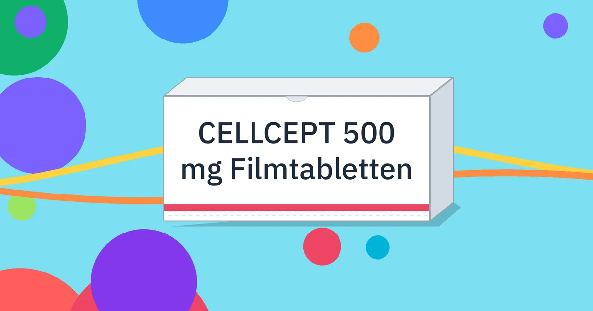 Symbolbild: Packung mit der Aufschrift CELLCEPT 500 mg Filmtabletten (PZN 01683774) – Verfügbarkeit und Bezug in Apotheken in Frankfurt am Main