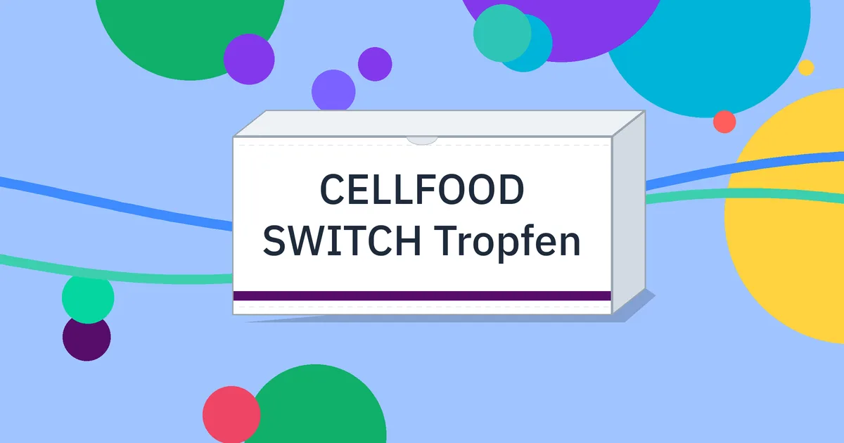 Symbolbild: Packung mit der Aufschrift CELLFOOD SWITCH Tropfen (PZN 09513480) – Verfügbarkeit und Bezug in Apotheken in Frankfurt am Main