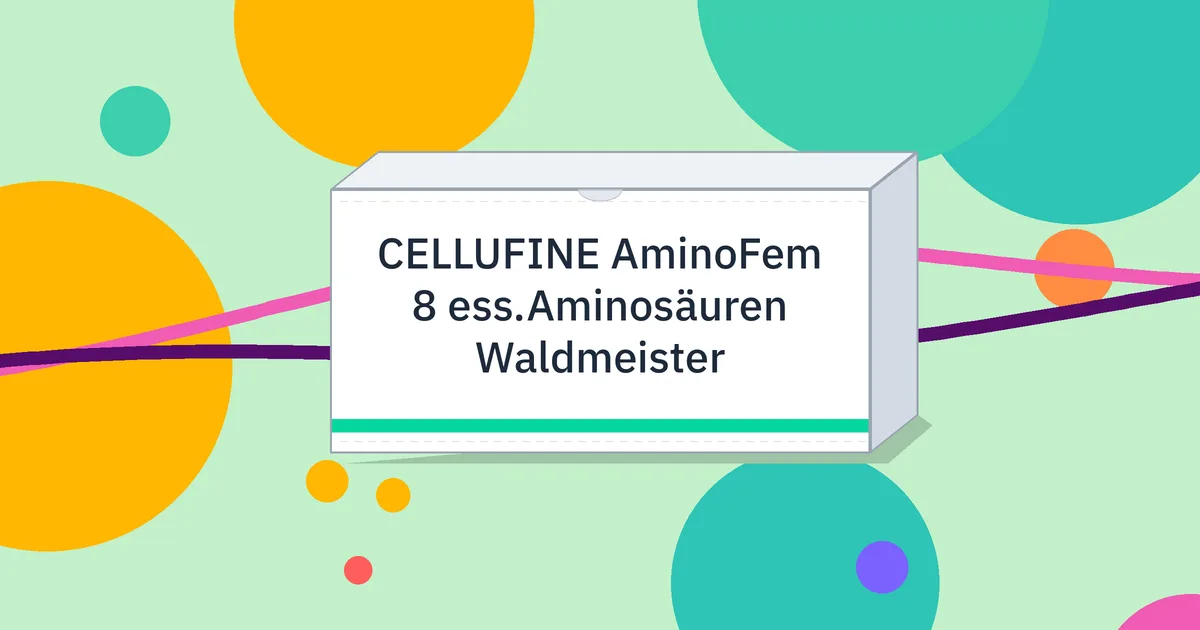 Symbolbild: Packung mit der Aufschrift CELLUFINE AminoFem 8 ess.Aminosäuren Waldmeister (PZN 17621226) – Verfügbarkeit und Bezug in Apotheken in Frankfurt am Main