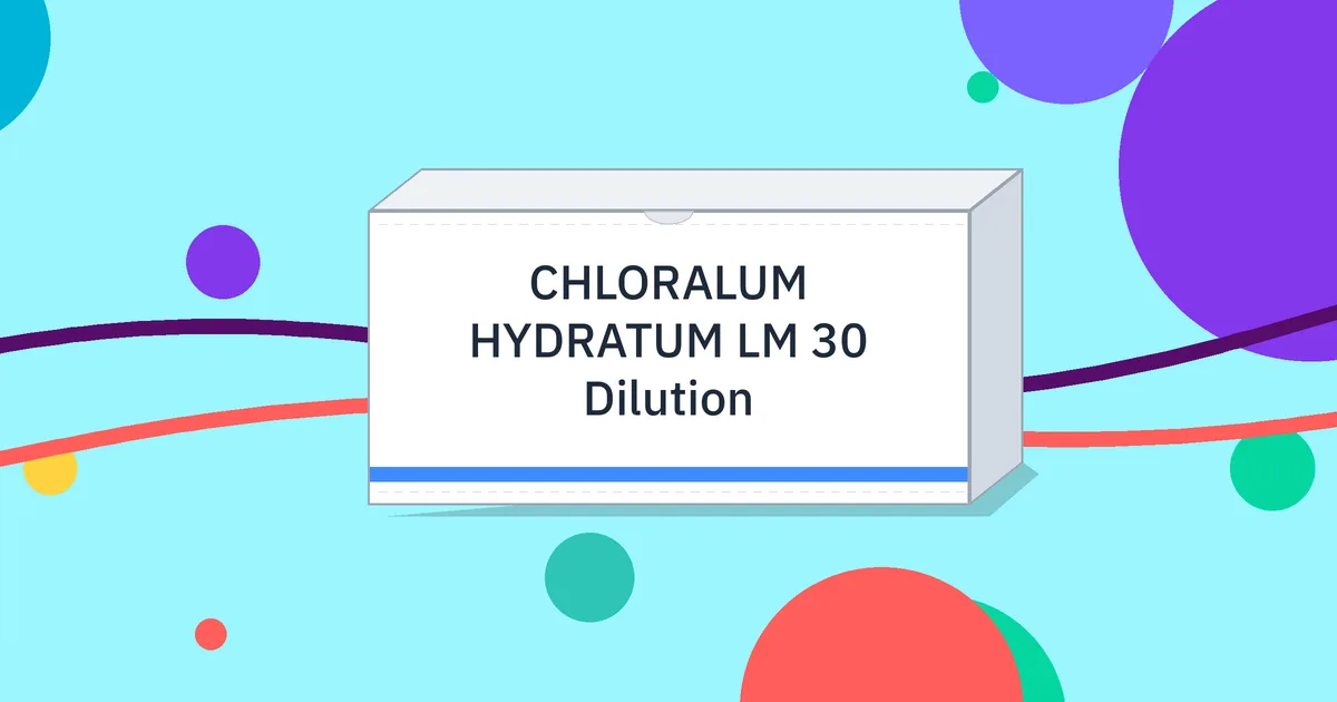 Symbolbild: Packung mit der Aufschrift CHLORALUM HYDRATUM LM 30 Dilution (PZN 13444299) – Verfügbarkeit und Bezug in Apotheken in Frankfurt am Main