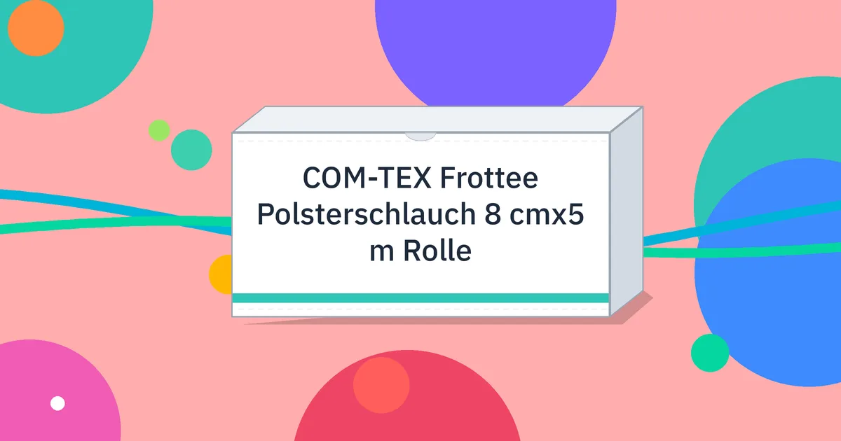 Symbolbild: Packung mit der Aufschrift COM-TEX Frottee Polsterschlauch 8 cmx5 m Rolle (PZN 00026608) – Verfügbarkeit und Bezug in Apotheken in Frankfurt am Main