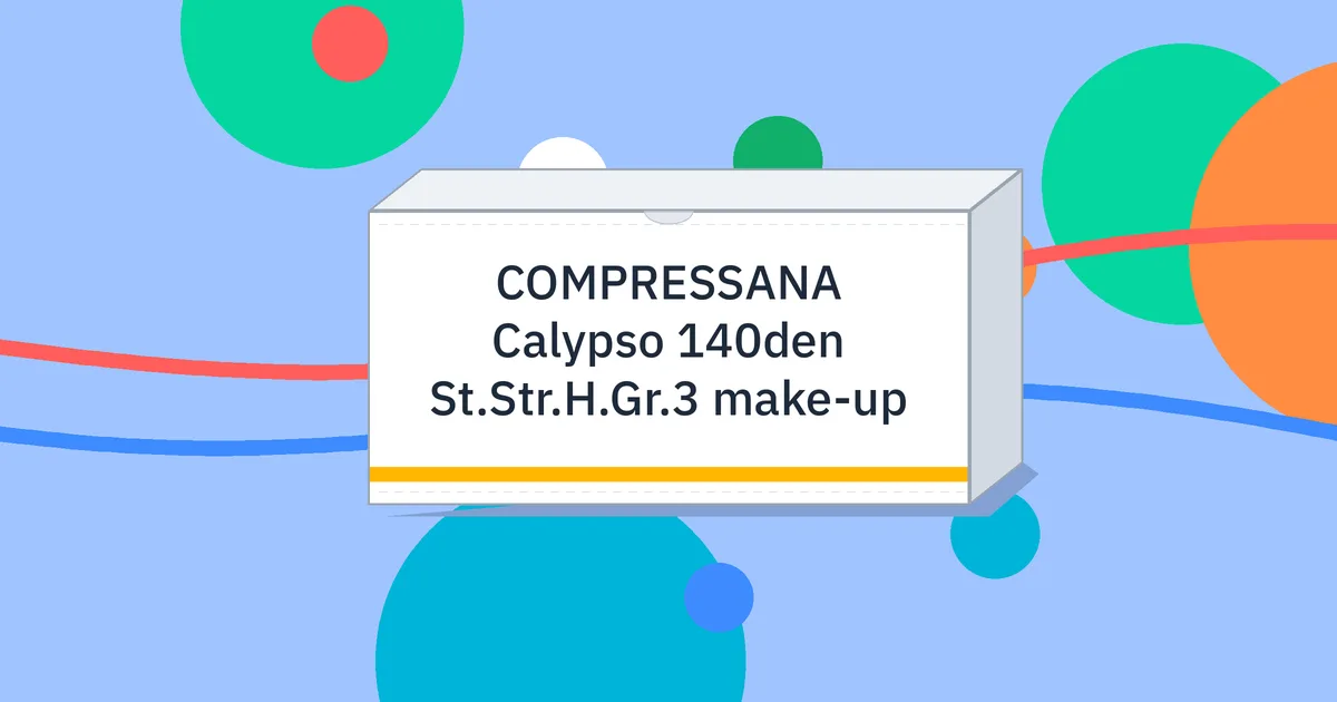 Symbolbild: Packung mit der Aufschrift COMPRESSANA Calypso 140den St.Str.H.Gr.3 make-up (PZN 05704622) – Verfügbarkeit und Bezug in Apotheken in Frankfurt am Main