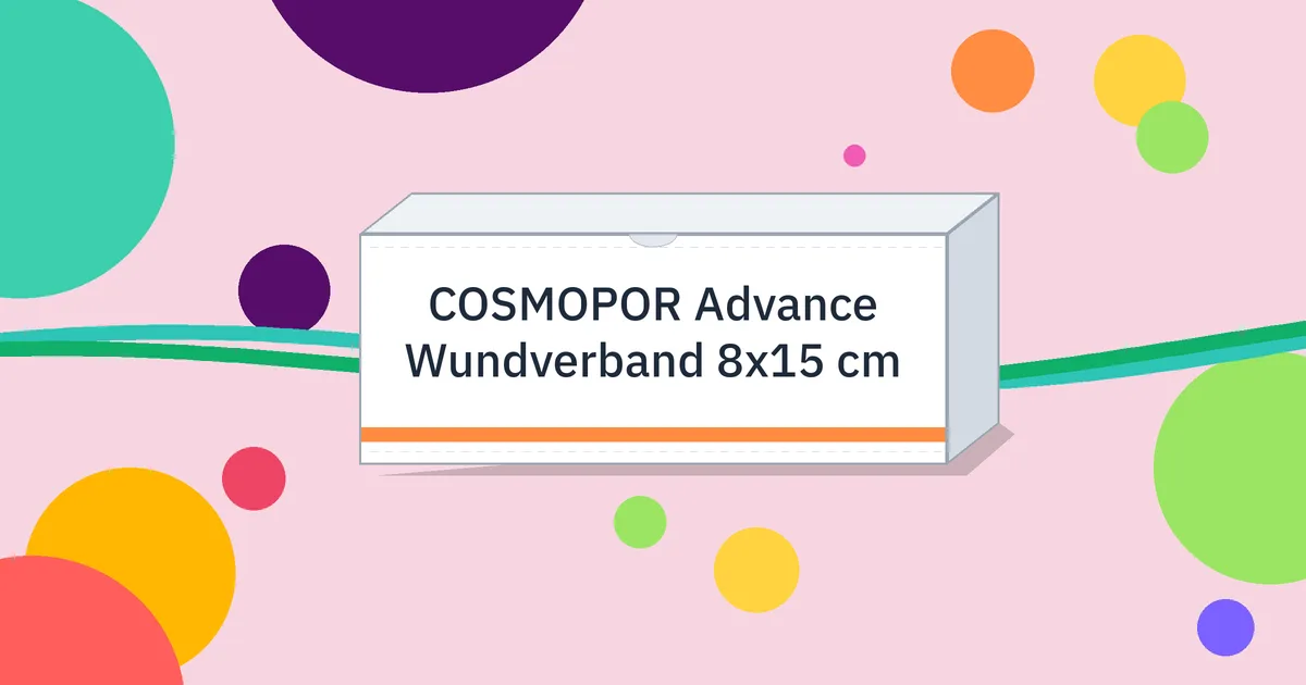 Symbolbild: Packung mit der Aufschrift COSMOPOR Advance Wundverband 8x15 cm (PZN 19699474) – Verfügbarkeit und Bezug in Apotheken in Frankfurt am Main
