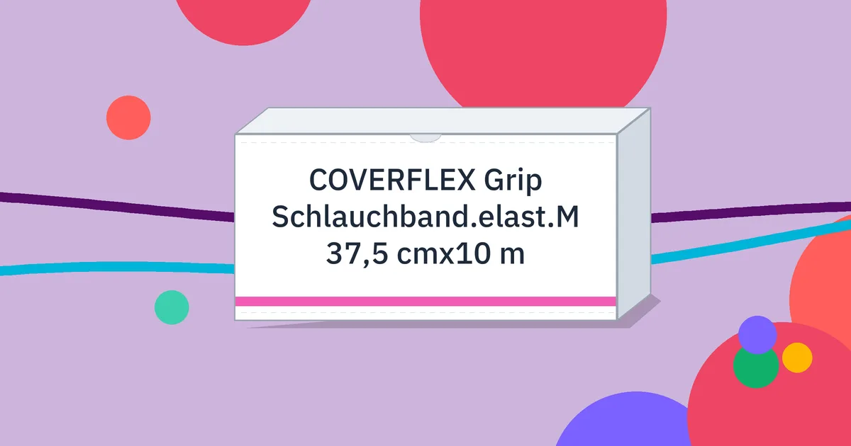 Symbolbild: Packung mit der Aufschrift COVERFLEX Grip Schlauchband.elast.M 37,5 cmx10 m (PZN 16016486) – Verfügbarkeit und Bezug in Apotheken in Frankfurt am Main