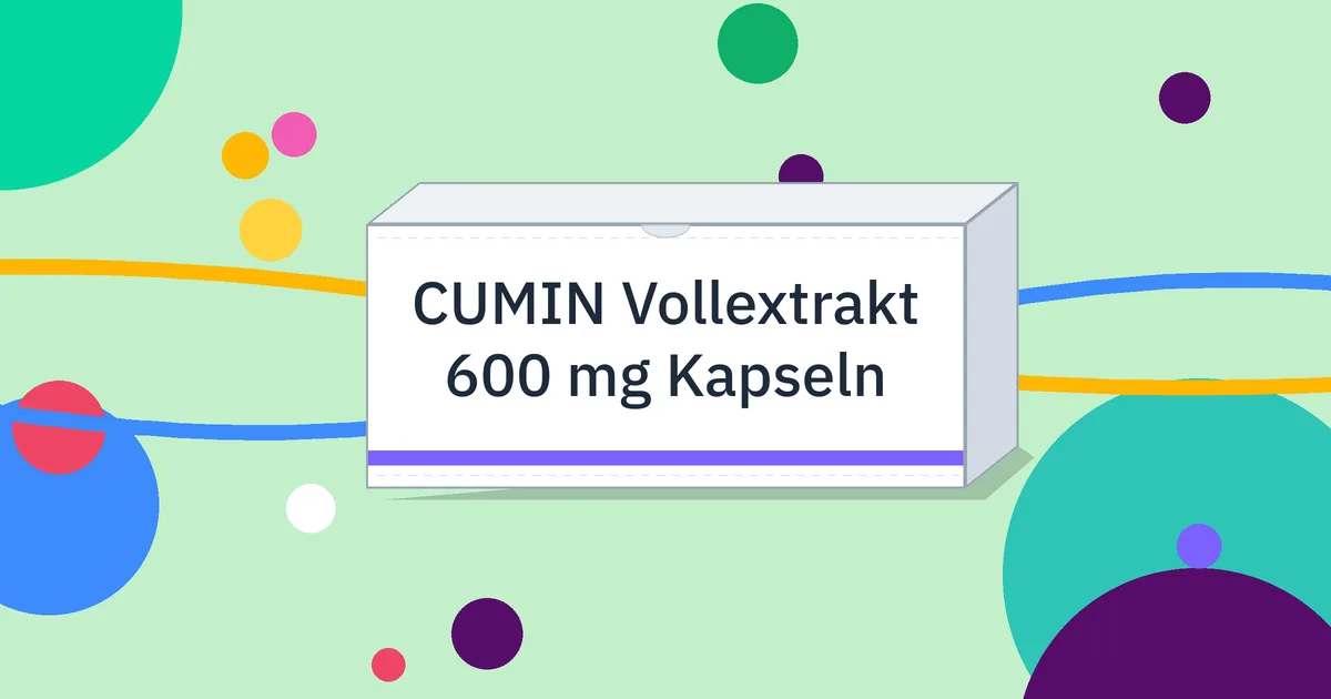 Symbolbild: Packung mit der Aufschrift CUMIN Vollextrakt 600 mg Kapseln (PZN 13418735) – Verfügbarkeit und Bezug in Apotheken in Frankfurt am Main