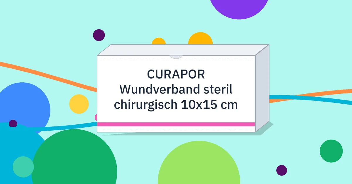 Symbolbild: Packung mit der Aufschrift CURAPOR Wundverband steril chirurgisch 10x15 cm (PZN 19712915) – Verfügbarkeit und Bezug in Apotheken in Frankfurt am Main