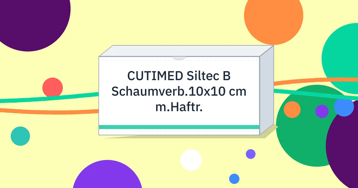Symbolbild: Packung mit der Aufschrift CUTIMED Siltec B Schaumverb.10x10 cm m.Haftr. (PZN 17447567) – Verfügbarkeit und Bezug in Apotheken in Frankfurt am Main