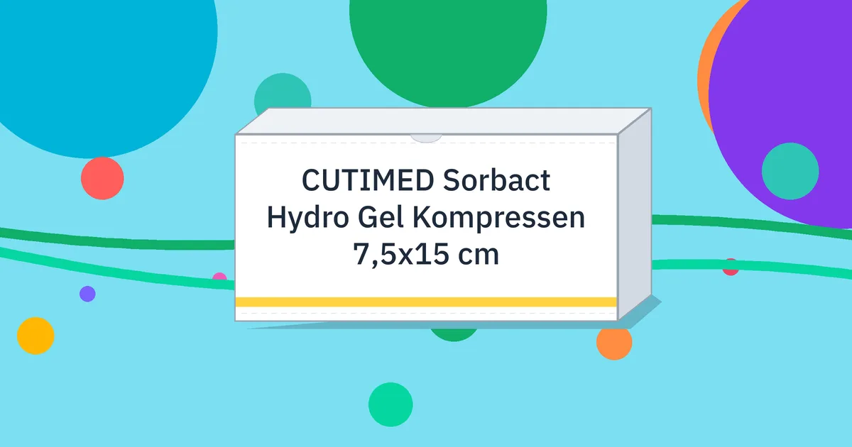 Symbolbild: Packung mit der Aufschrift CUTIMED Sorbact Hydro Gel Kompressen 7,5x15 cm (PZN 20180435) – Verfügbarkeit und Bezug in Apotheken in Frankfurt am Main