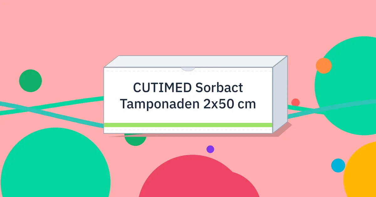 Symbolbild: Packung mit der Aufschrift CUTIMED Sorbact Tamponaden 2x50 cm (PZN 15590970) – Verfügbarkeit und Bezug in Apotheken in Frankfurt am Main