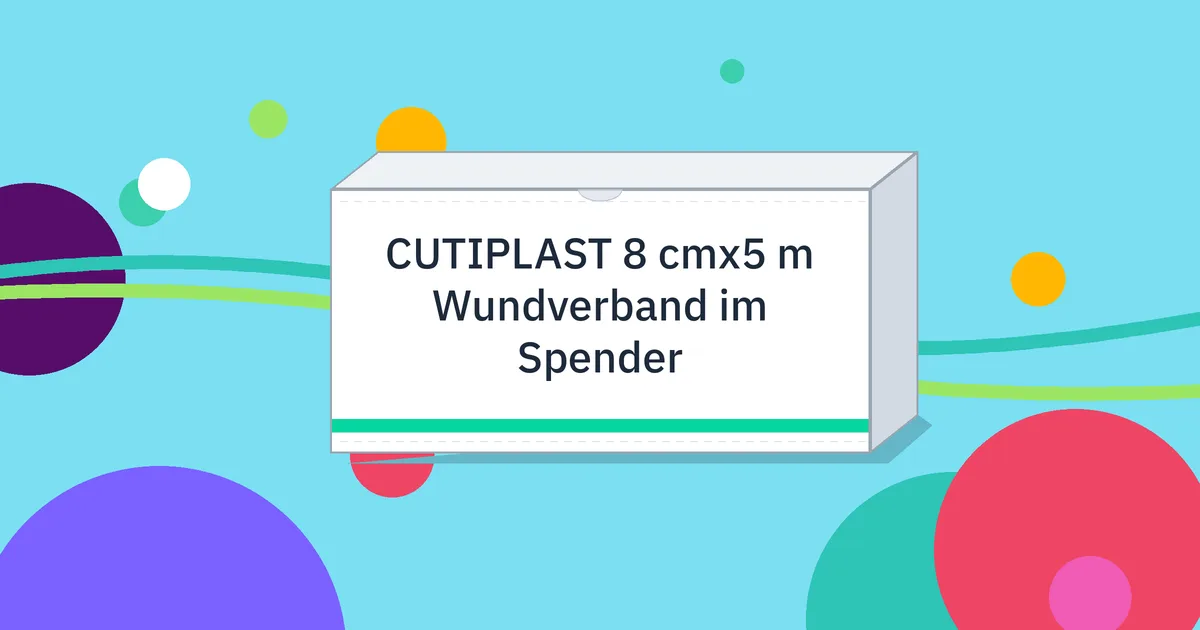 Symbolbild: Packung mit der Aufschrift CUTIPLAST 8 cmx5 m Wundverband im Spender (PZN 05526066) – Verfügbarkeit und Bezug in Apotheken in Frankfurt am Main