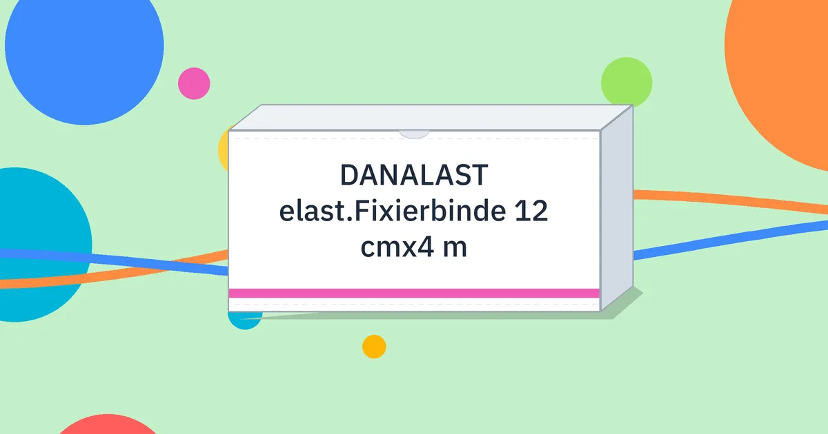 Symbolbild: Packung mit der Aufschrift DANALAST elast.Fixierbinde 12 cmx4 m (PZN 20810600) – Verfügbarkeit und Bezug in Apotheken in Frankfurt am Main