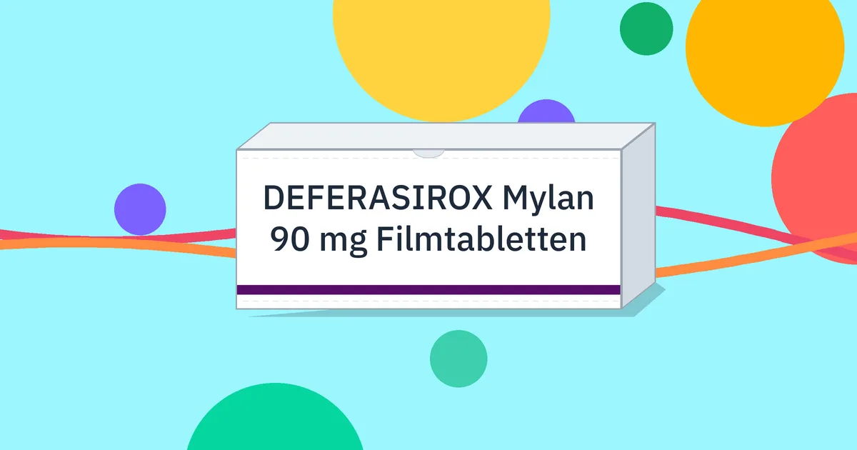 Symbolbild: Packung mit der Aufschrift DEFERASIROX Mylan 90 mg Filmtabletten (PZN 17202038) – Verfügbarkeit und Bezug in Apotheken in Frankfurt am Main