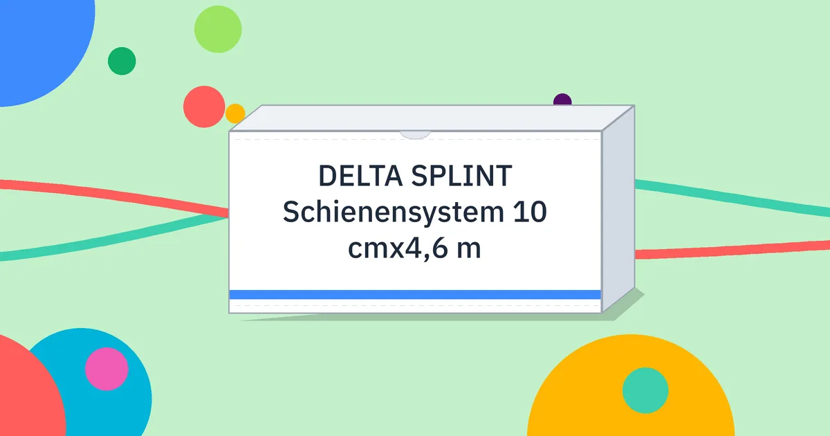 Symbolbild: Packung mit der Aufschrift DELTA SPLINT Schienensystem 10 cmx4,6 m (PZN 03435980) – Verfügbarkeit und Bezug in Apotheken in Frankfurt am Main