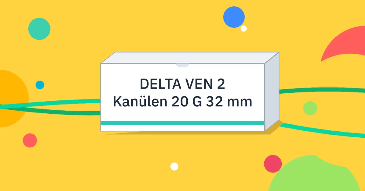 Symbolbild: Packung mit der Aufschrift DELTA VEN 2 Kanülen 20 G 32 mm (PZN 07757829) – Verfügbarkeit und Bezug in Apotheken in Frankfurt am Main