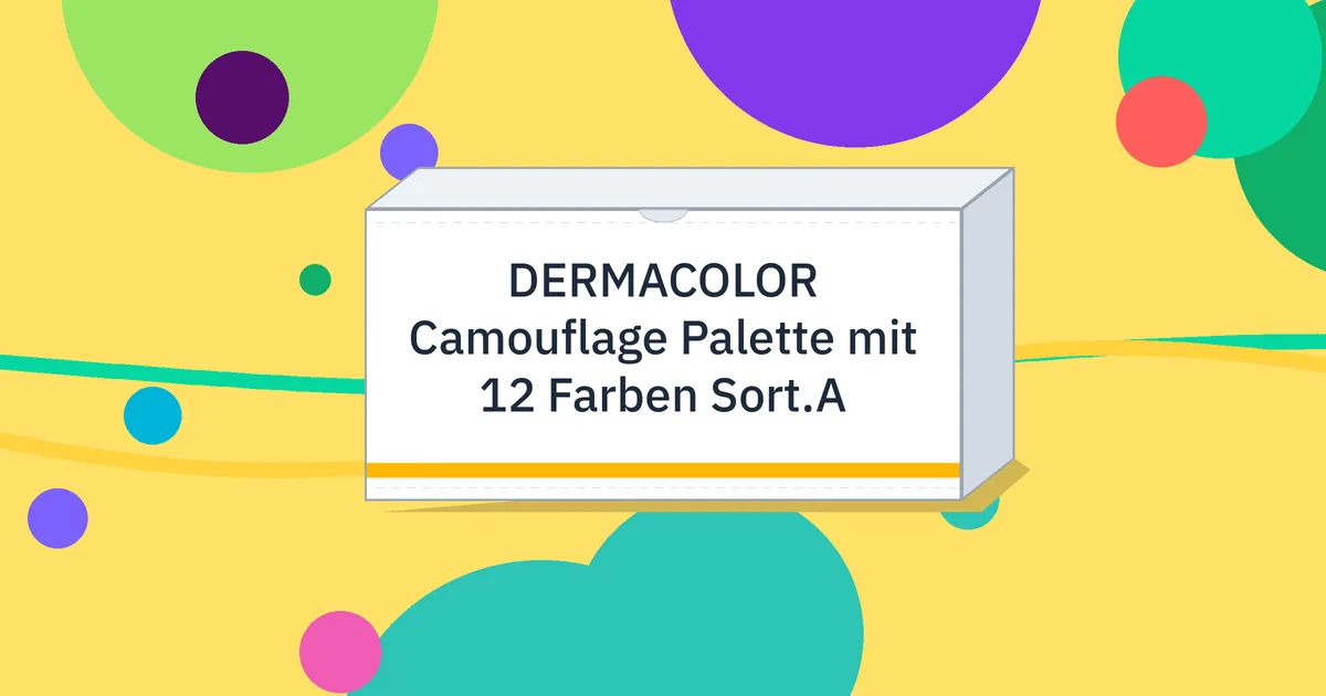 Symbolbild: Packung mit der Aufschrift DERMACOLOR Camouflage Palette mit 12 Farben Sort.A (PZN 15819817) – Verfügbarkeit und Bezug in Apotheken in Frankfurt am Main