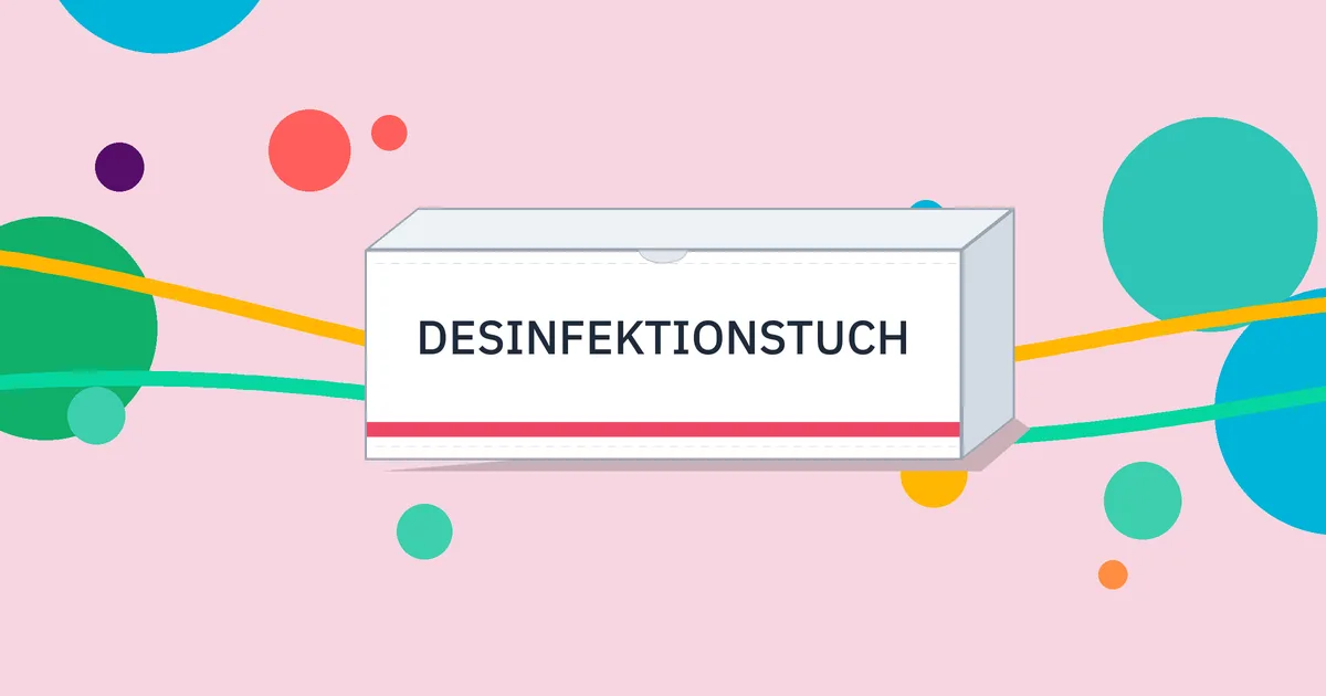 Symbolbild: Packung mit der Aufschrift DESINFEKTIONSTUCH (PZN 16774519) – Verfügbarkeit und Bezug in Apotheken in Frankfurt am Main