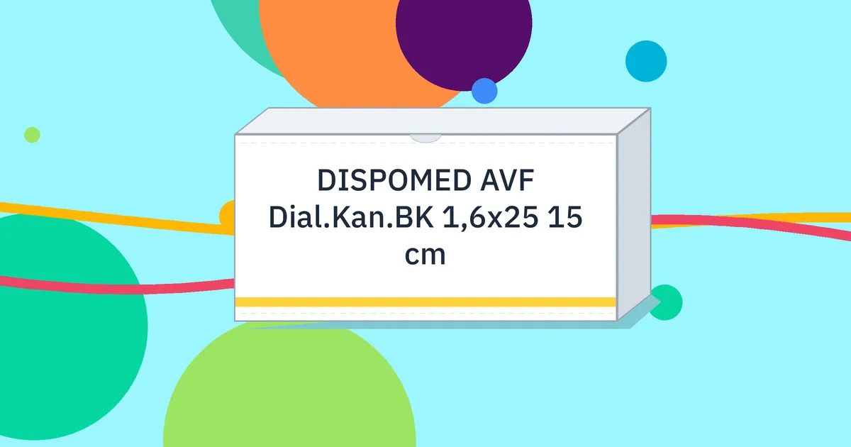 Symbolbild: Packung mit der Aufschrift DISPOMED AVF Dial.Kan.BK 1,6x25 15 cm (PZN 08495610) – Verfügbarkeit und Bezug in Apotheken in Frankfurt am Main
